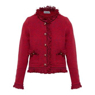 Self Portrait Gilet &agrave; franges - Femme - Pulls - Rouge - Taille: 36 FR