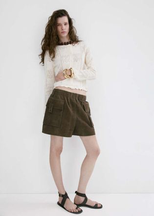 Mango Cardigan maille d&eacute;tails ajour&eacute;s &eacute;cru - Femme - XXS - MANGO