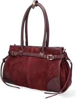 Gave Lux Sac &agrave; bandouli&egrave;re pour femme en cuir v&eacute;ritable Made in Italy 31,5 x 20 x 14 cm GLX228103723FBG, bordeaux, Taille unique