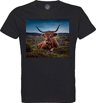 Fabulous T-Shirt Homme Col Rond Coton Bio Taureau Highland Magnifique Animal Vie Sauvage Photo Nature