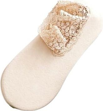 Generico 5 paires de chaussettes &agrave; volants en dentelle de printemps, chaussettes de cheville en coton uni pour femme, Color04, Taille Unique