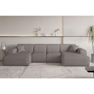 Fun M&ouml;bel Fun Moebel - Wohnlandschaft Sofa U-Form celes premium xs in Stoff Scala Taupe