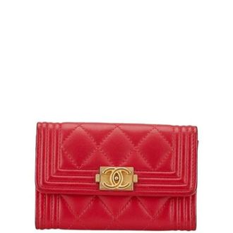 Chanel Porte-cartes de visite Matelass&eacute; Pre-owned - Femme - Pre-owned - Rouge - Taille: ONE Size