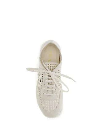 Prada Womens Sneakers Crochet Ivory Fabric Trainers