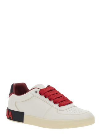 Dolce & Gabbana Mens Sneakers Portofino Custom White Leather Lamb Trainers
