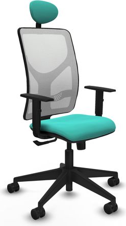 Piqueras y Crespo B&uuml;rostuhl, Kopfst&uuml;tze mit 1D-Armen, h&ouml;henverstellbare Lendenwirbelst&uuml;tze und festes Kopfteil, ausgestattet mit 3 Positionen und Schneideschaum, Wei&szlig;/T