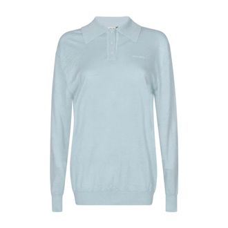 Miu Miu Cashmere Polo mit gepr&auml;gtem Logo - - Tops - Damen - Blau - M