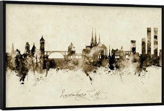 artboxONE Poster mit schwarzem Rahmen 90x60 cm Städte Luxembourg City Skyline Sepia - Bild Luxembourg City