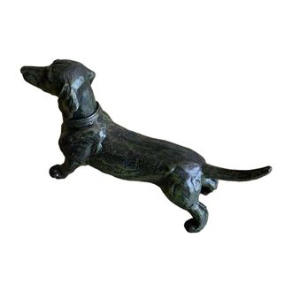 Happyyami Harz Dackel Figur Schwarz Realistische Tischdekoration aus Harz f&uuml;r Innen und Au&szlig;endekor Detailreich Modellierter Langer Teckel als Sammlerornament