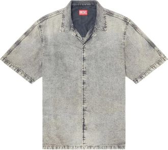 Diesel Homme, Chemises, Gris, Taille: XL Chemise en jean &agrave; manches courtes avec devant dissimul&eacute;