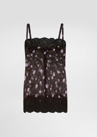 Dolce & Gabbana Top Aus Chiffon Mit Nelken-print - Frau Blusen Und Tops Mehrfarbig 40