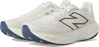 New Balance Womens Fresh Foam X 1080 V14 Running Shoe, Sea Salt/Vintage Indigo/Hot Mango, 41.5 EU