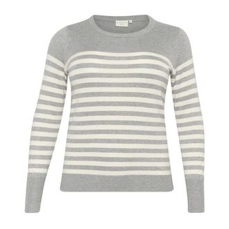 Kaffe Curve Gestreifter Strickpullover Grau Melange/Taubengrau - - Knitwear - Damen - Grau - L