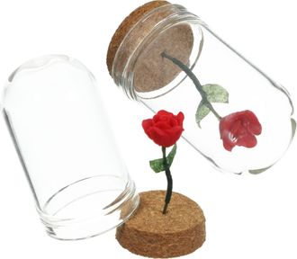 Cabilock 2st&uuml;cke Miniaturblume in Glasglocke Miniatur-szenenmodell Rosen-Blumen-Dekoration F&uuml;r Tischdekorationen Und Mini-h&auml;user