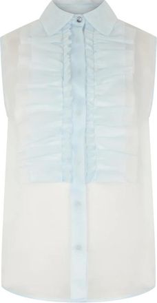P.A.R.O.S.H. P.a.r.o.s.h., Femme, Blouses et Chemises, Bleu, Taille: 36 FR Chemisier en soie sans manches