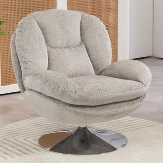 M&S Collection M&s - Fauteuil cosy pivotant 81x84x 84cm en velours gris clair - oryo