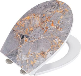WENKO Abattant Grey Marble, Duroplast embossed