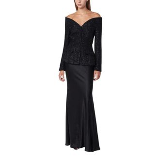 Self Portrait Robe Longue - Femme - Robes - Noir - Taille: 38 FR