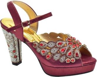 Generic YUJIEBB - Escarpins &agrave; bout ouvert pour femme - Chaussures de luxe &agrave; design creux - Chaussures assorties pour mari&eacute;e, Rouge, 40.5 EU