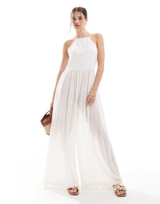 Superdry Combinaison avec broderies - Blanc cassé