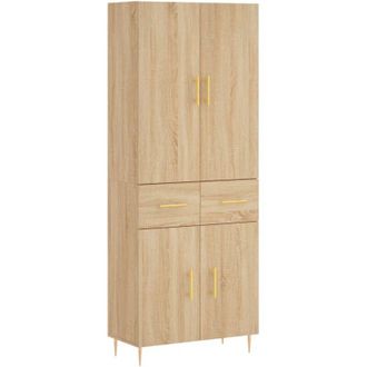 vidaXL Vidaxl - Buffet haut,Meuble de Rangement Ch&ecirc;ne sonoma 69,5x34x180 cm Bois ding&eacute;nierie
