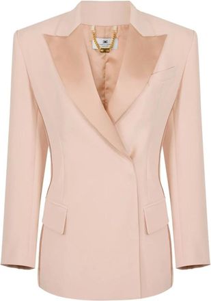 Elisabetta Franchi Femme, Vestes, Beige, Taille: 34 FR Blazer doppiopetto in cr&ecirc;pe leggero