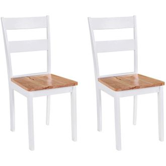 vidaXL Prolenta Premium Esszimmerst&uuml;hle 2 Stk. Wei&szlig; Massivholz Gummibaum