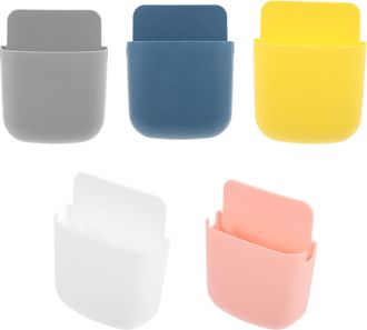 BESPORTBLE 5 St&uuml;ck Wandmontierte Aufbewahrungsboxen aus ABS Bohrfreie Wandh&auml;nger In Gelb Grau Rosa Platzsparende Aufbewahrung f&uuml;r Schlafzimmer K&uuml;che