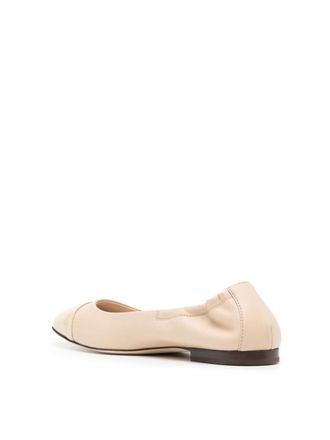 Tod's Womens T Logo Strap Leather Ballerinas White Shoes > Flats