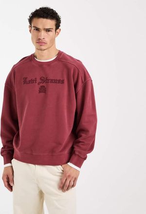 Levi's Kastiges Sweatshirt in Dunkelrot mit Rundhalsausschnitt und Logostickerei