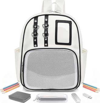 Generico PU-Tasche - Transparenter Abzeichen-Organizer mit verstellbarem Riemen, leicht, mit Stifthalter, langlebige PVC-Ita-Tasche im Schulterstil, f&uuml;r Arbeit