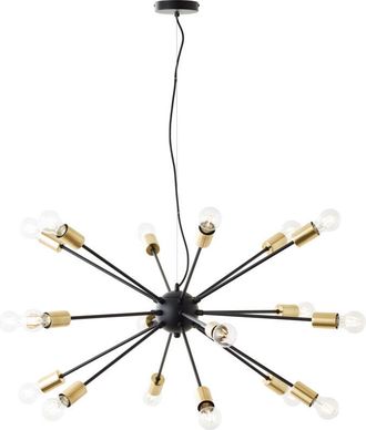 Brilliant Dree suspension 90cm noir mat/laiton m&eacute;tal 18x A60, E27, 40 w, adapt&eacute; &agrave; une lampe normale (non incluse)