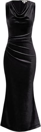 Grace Karin Robe de Demoiselle dhonneur sans Manches pour Femme, Robe de soirée élégante en Velours, Robe de Bal Longue, Noir, Taille 44