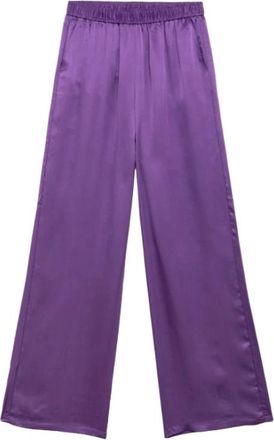 Alpha Studio Femme, Pantalons, Violet, Taille: 44 FR Pantalon en soie satin&eacute;e