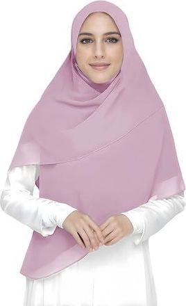 Lina & Lily Hijab Basic pour Femmes Mousseline Carré 150 cm x 150 cm (Vieux Rose)