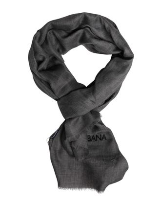 Dolce & Gabbana Mens Cashmere Logo-Print Scarf Gray