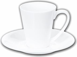 Wilmax England Wilmax | OLIVIA Tassen mit Untertassen | 2er-Set | 110 ml | Kaffeetassen aus Porzellan | Weiß | Geschirrset für 2 Personen | Tassenset für Kaffee, Tee