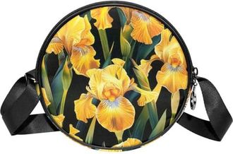Generic Circle Sac &agrave; bandouli&egrave;re pour femme, petit sac &agrave; bandouli&egrave;re avec fermeture &eacute;clair, bretelles r&eacute;glables, sac &agrave; main rond d&eacute;contract&eacute; pour femmes et fi