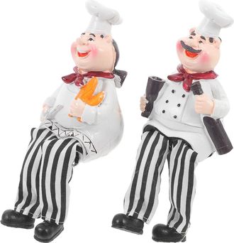 Amosfun Harz K&uuml;chenchef Dekofigur Set 2 St&uuml;ck Kreative H&auml;ngende Beine Koch Skulptur Wohnaccessoire F&uuml;r K&uuml;che Wohnzimmer Schlafzimmer