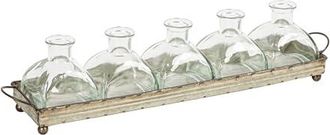 Creative Co-op 40,6 cm L x 8,9 cm H Dekorative Eisen Tablett mit 5 Glas Vasen