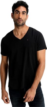 Tommy Jeans Herren T-Shirt Kurzarm TJM Original V-Ausschnitt, Schwarz (Tommy Black), M