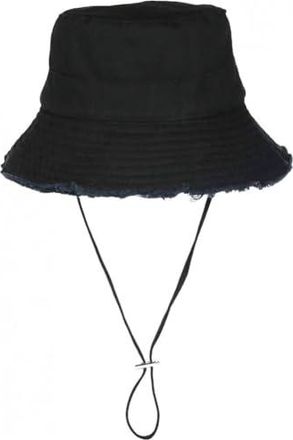 Nyls Création Chapeau Bob Noir en Coton Prestige Urban avec Ficelle Myxjack - Taille Unique - Noir