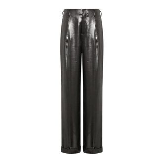 Polo Ralph Lauren High-Waisted Pleated Metallic Pants - - Trousers - Damen - Schwarzk - S