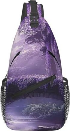 Generic Sac &agrave; dos &agrave; bandouli&egrave;re violet avec arche et pont de rivi&egrave;re pour homme