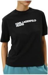 Karl Lagerfeld Karl Lagerfeld Jeans, Femme, T-Shirt À Manches Courtes Et Logo Essentiel, Coupe Classique, Noir, L