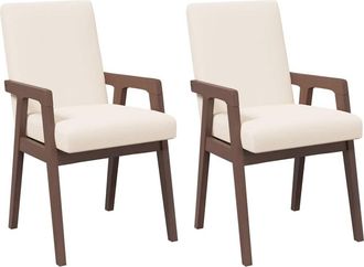 Generic Kangmusi Esszimmerst&uuml;hle mit Kissen 2 STK. Braun Massivholz Gummibaum,4102481