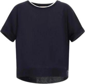 Herno Femme, Tops, Bleu, Taille: 38 FR Glam Knit T-Shirt