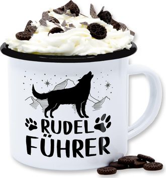 Shirtracer Emaille Tasse Blechtasse - Statement - Rudelführer - 300 ml - Weiß Schwarz - statements blechtassen frohes neues jahr new year mit