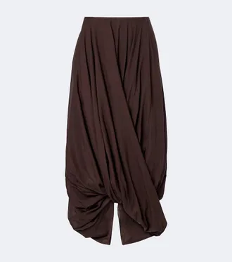 Toteme Jupe midi en coton m&eacute;lang&eacute;