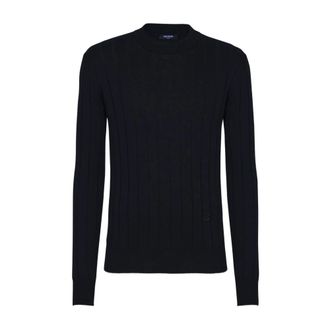 Balmain Slim Fit Gerippter Seiden-Baumwollpullover - - Knitwear - Herren - Schwarzk - M